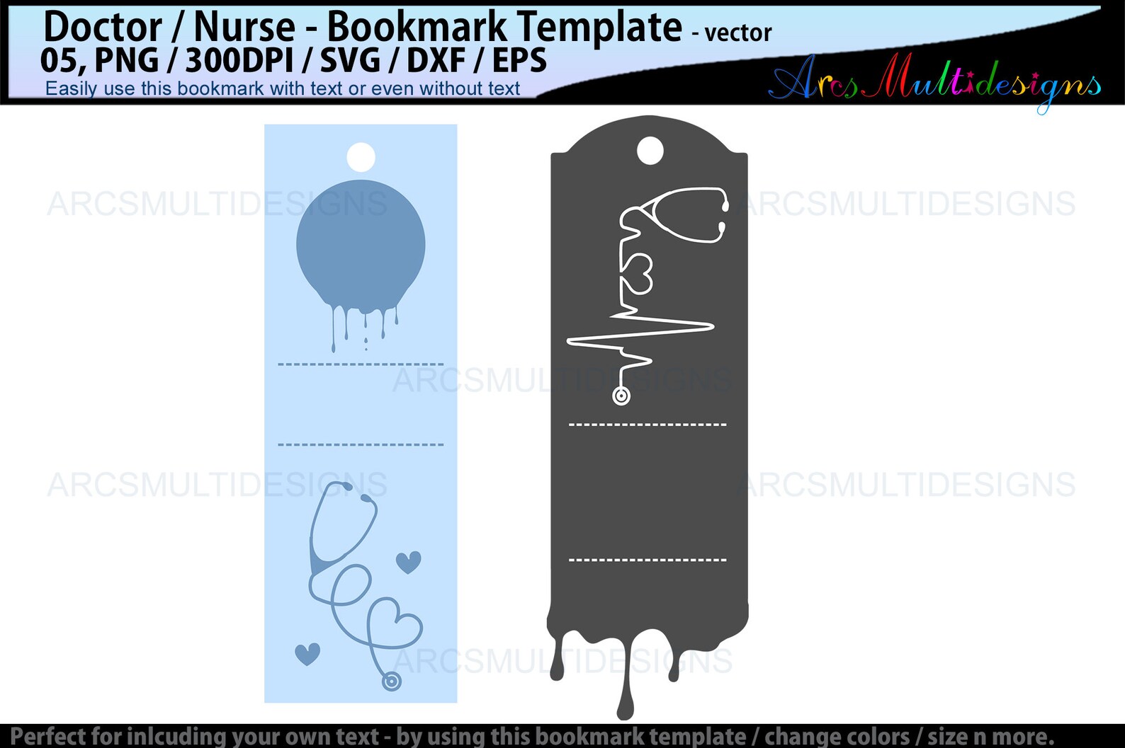 Doctor Bookmark Template Svg / Nurse Bookmark Template / | Etsy