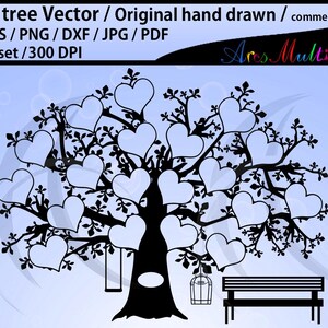 19 Hearts Family Tree Clipart SVG, EPS, Dxf, Png, Pdf, Jpg /family Tree ...