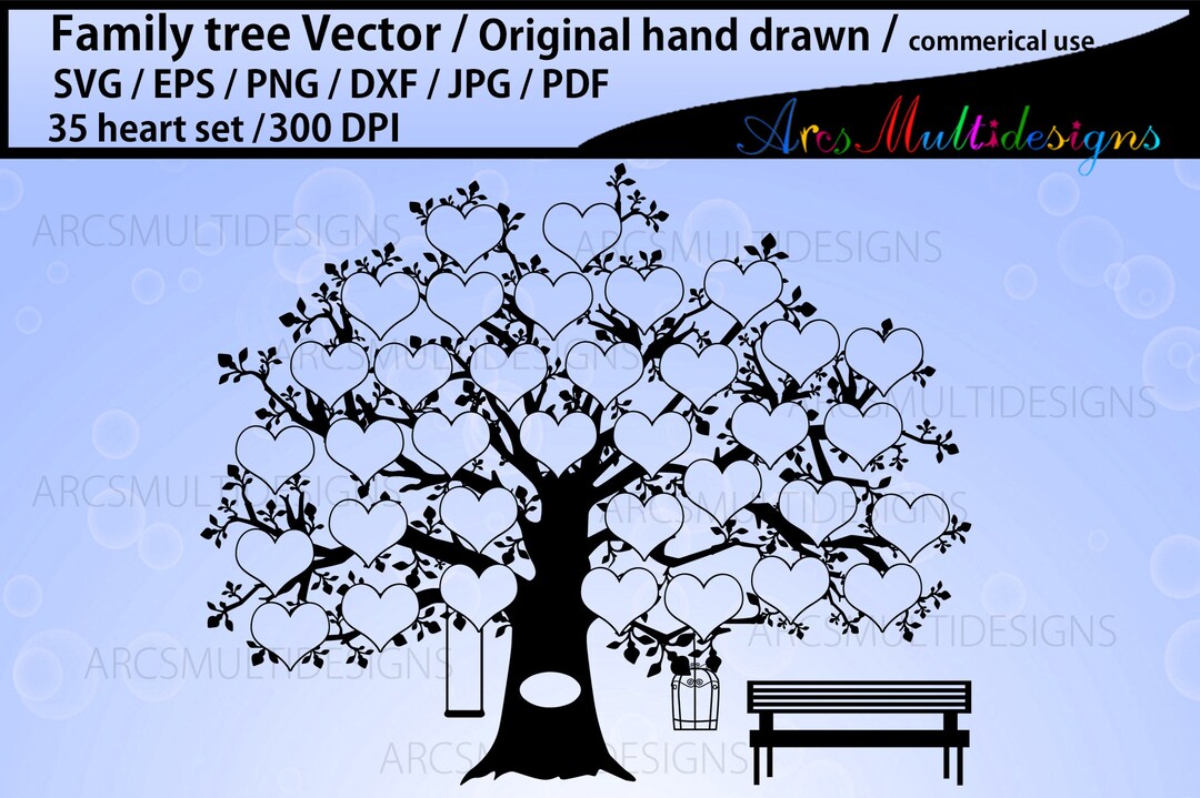 35 Heart Family Tree Clipart, EPS, Dxf, Png, Pdf, Jpg, SVG /family Tree ...