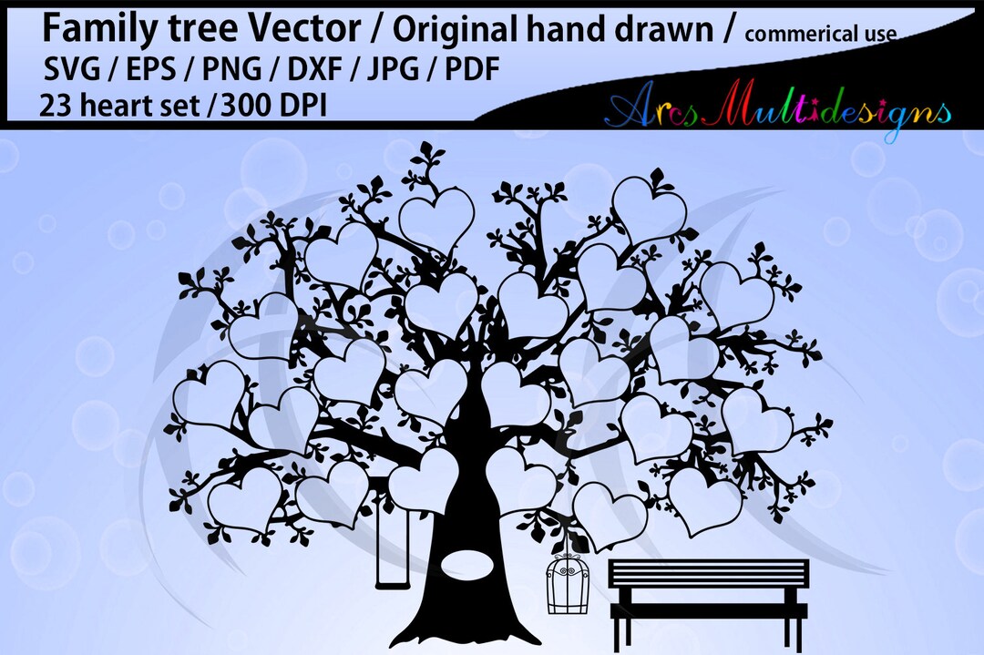 23 Hearts Family Tree Clipart SVG, EPS, Dxf, Png, Pdf, Jpg /family Tree ...