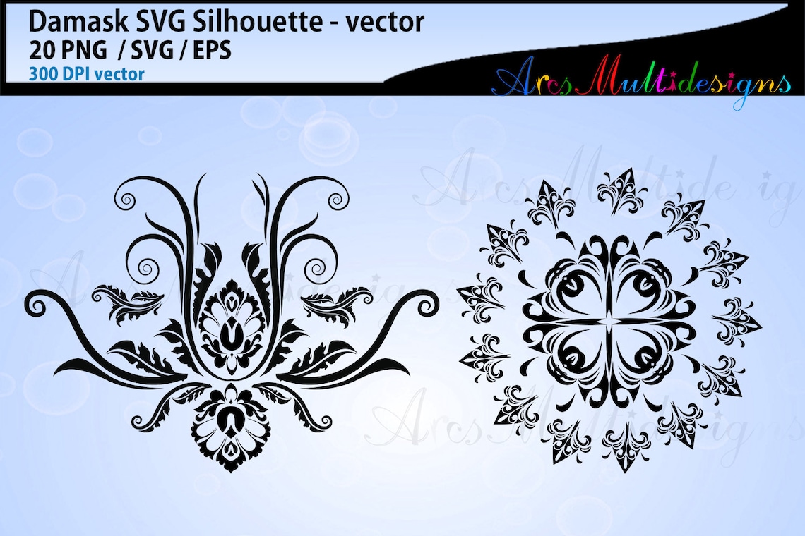 Damask SVG Cut Silhouette / Damask Vector / Damask Floral | Etsy