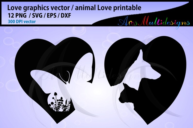 Love Animal SVG / Deer Love Svg / Cat Love Svg / Dog Love Svg | Etsy