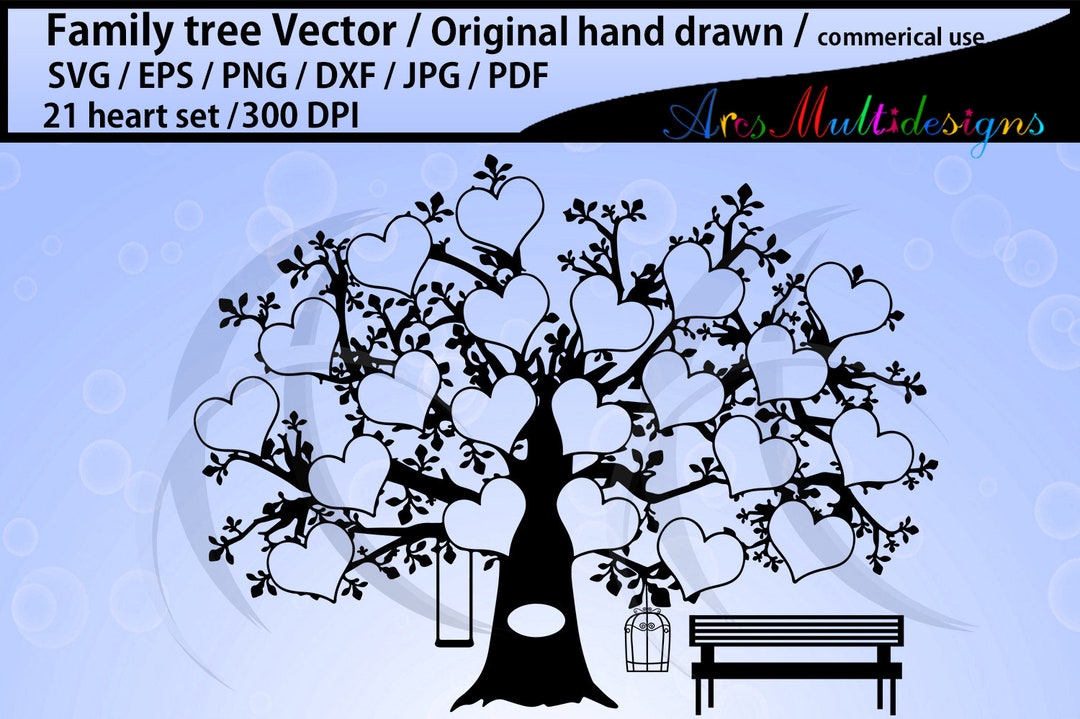21 Hearts Family Tree Clipart SVG, EPS, Dxf, Png, Pdf, Jpg /family Tree ...
