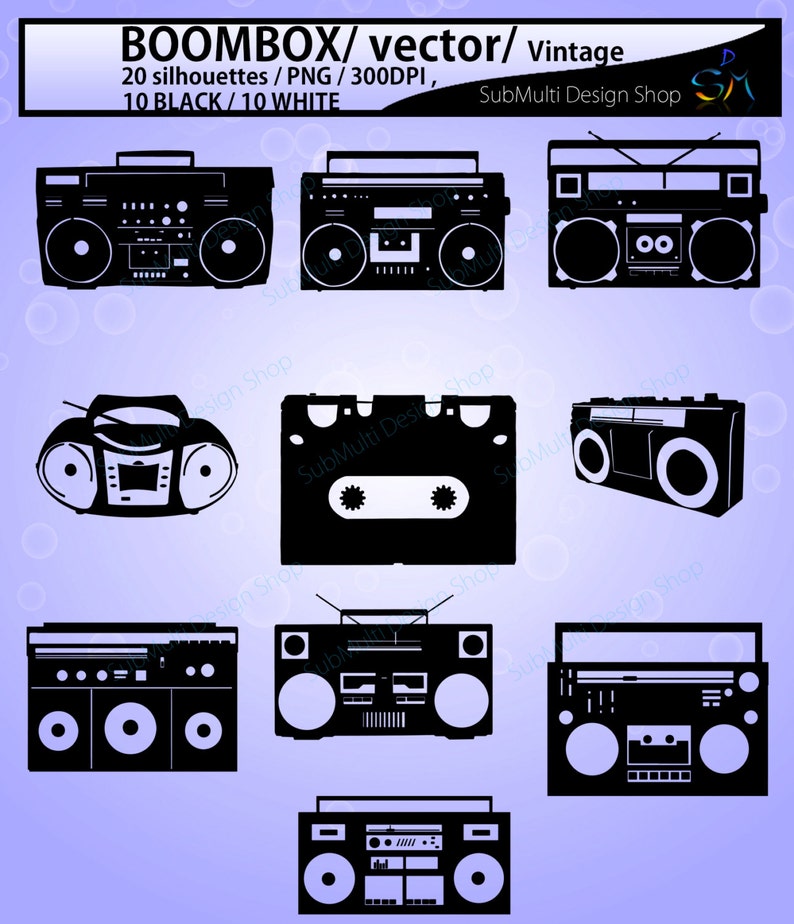 Boombox Silhouette Svg / 10B 10W Boombox / Boombox Digital | Etsy