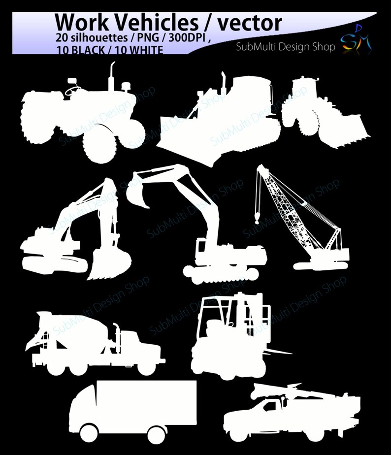 Work Vehicle / Work Vehicles Silhouette / SVG File / - Etsy