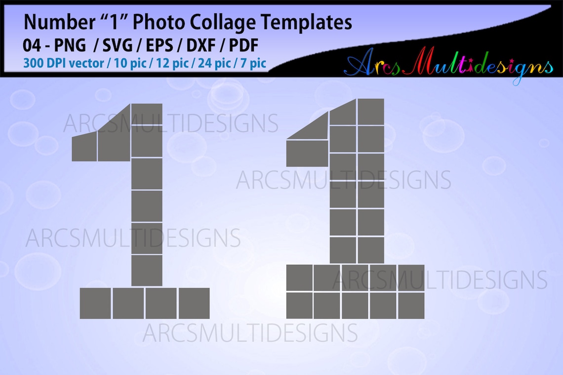 Number 1 Photo Collage Template / Photo Collage Svg / Number | Etsy Canada