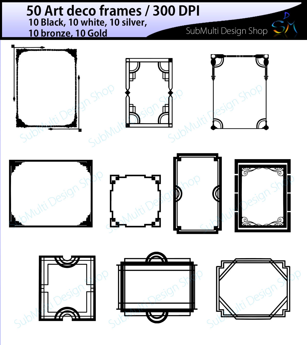 Art Deco Frames / Art Deco Frames Clipart / Art Deco Frames - Etsy