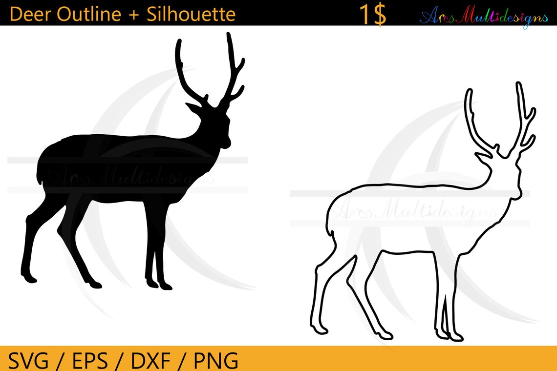 Deer Outline Svg / Deer Silhouette Outline / Wild Animals - Etsy