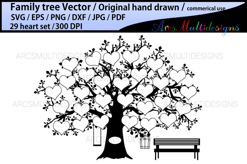 29 Heart Family Tree Clipart EPS Dxf Png Pdf Jpg SVG - Etsy