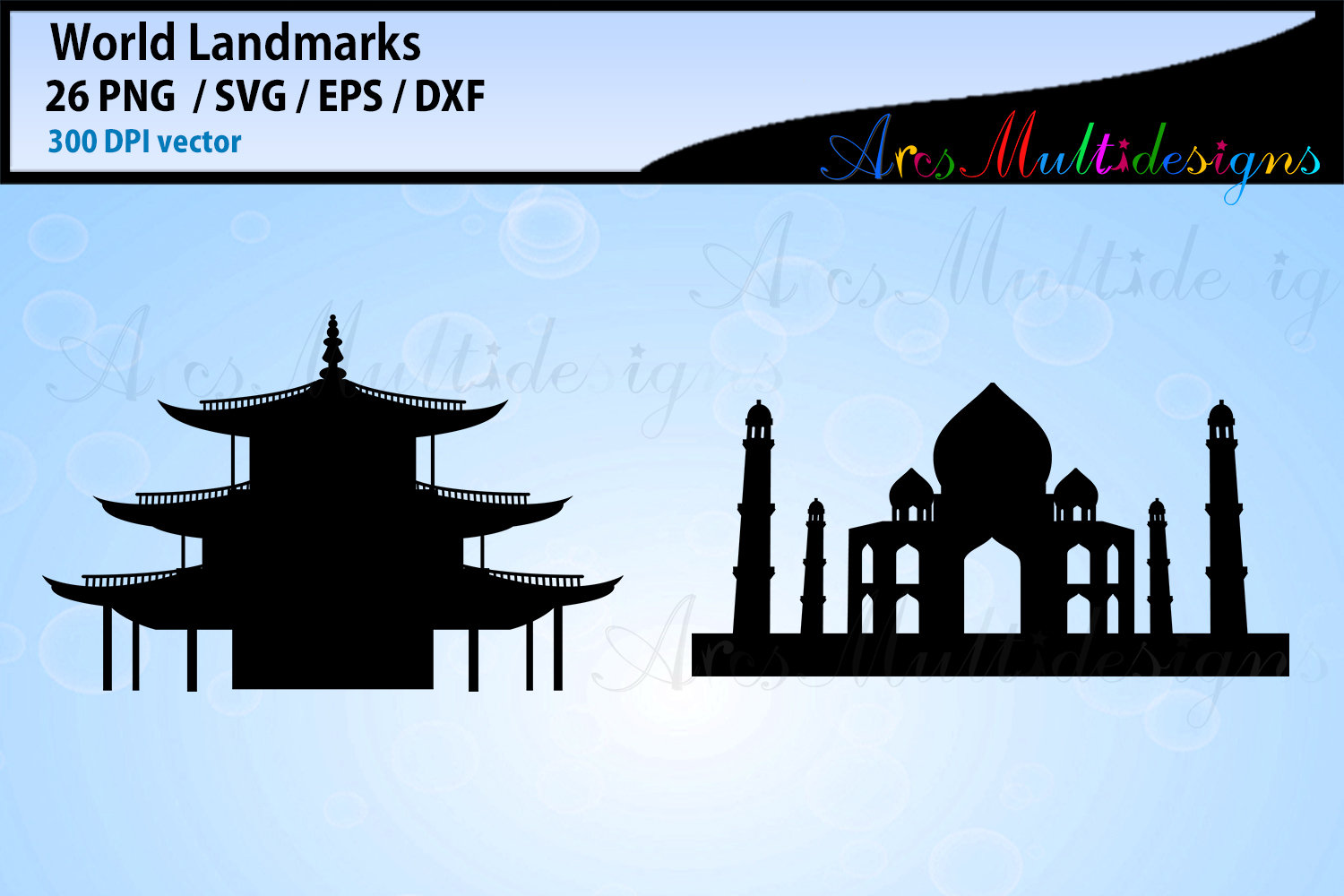 World Lankmarks Silhouette Svg / World Landmark Vector Cut - Etsy