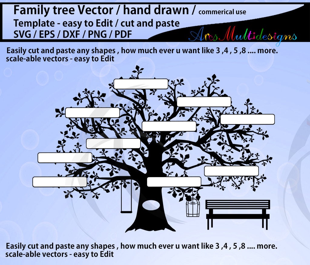 Family Tree Clipart SVG Template EPS Dxf Png Pdf Jpg | Etsy UK