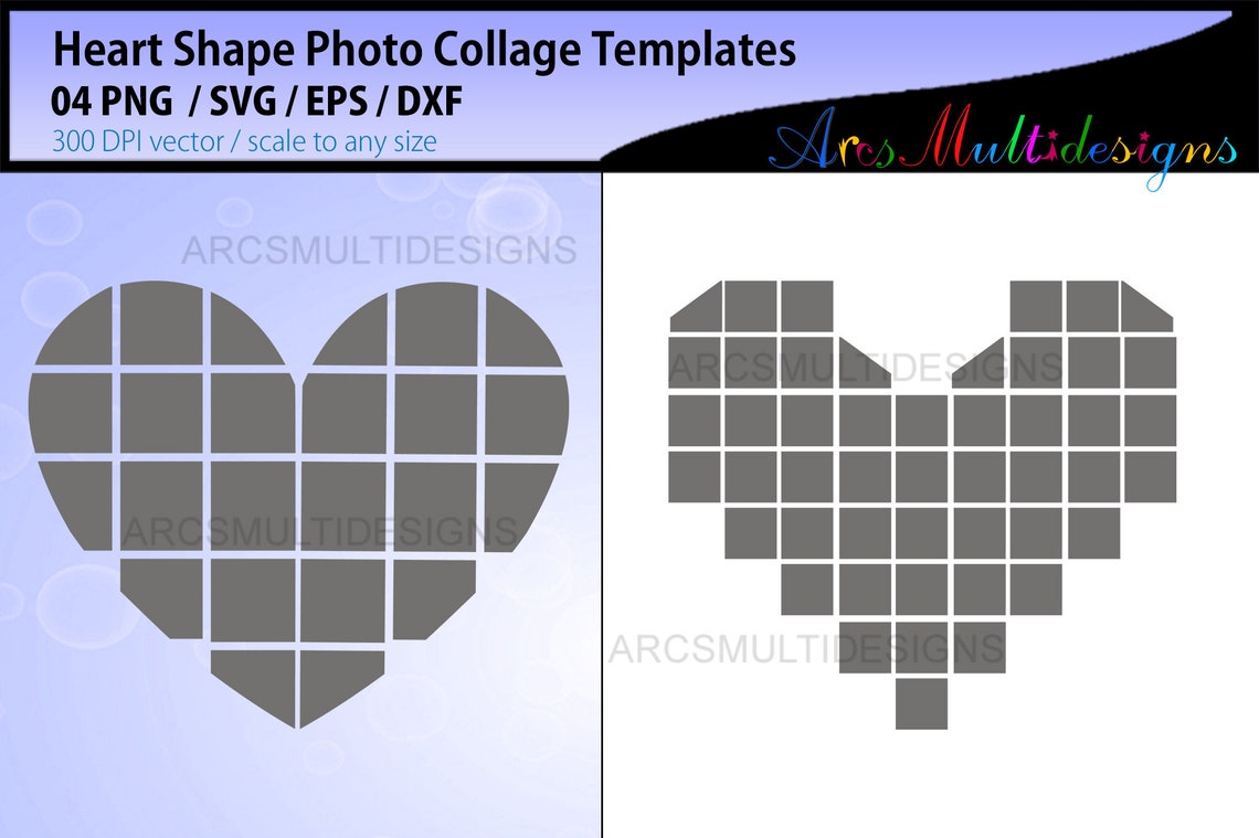 Heart Shape Photo Collage Template / Photo Collage Svg / Heart Shape ...