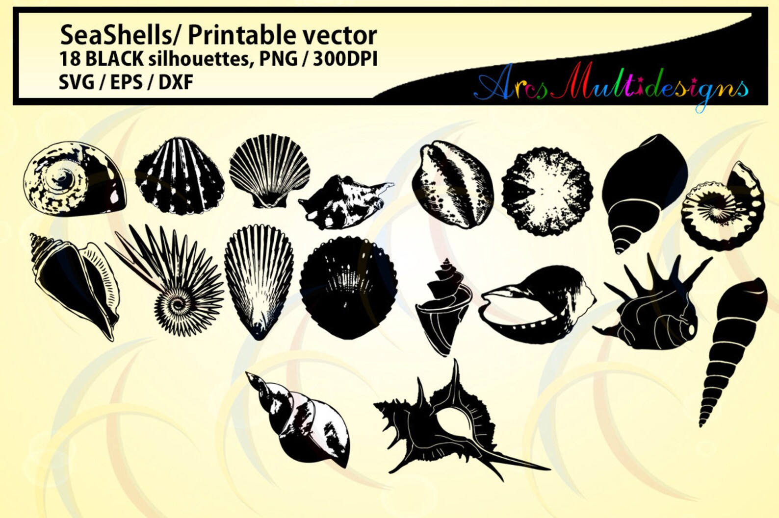 Seashells Silhouette / Sea Shell /SVG / EPS / Dxf Vector Sea - Etsy