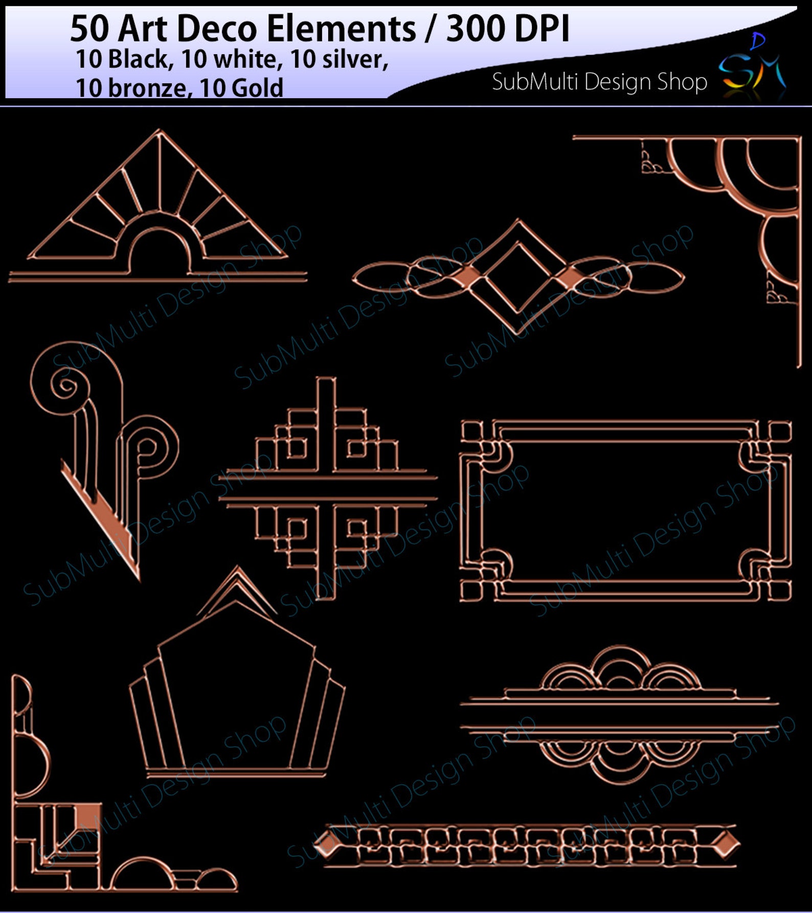 Art Deco / Art Deco Elements / Art Deco Element Clipart / Art | Etsy