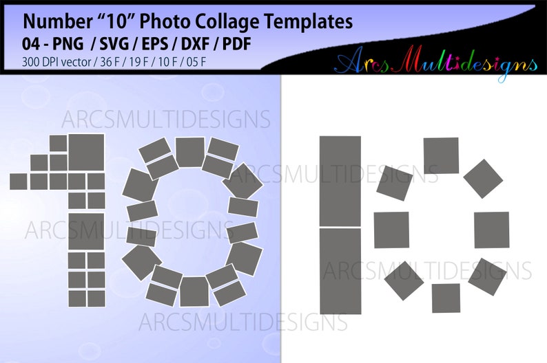 Number 10 Photo Collage Template / Photo Collage Svg / Number - Etsy