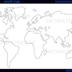 Minimalist World Map Outline: Vector SVG, PNG, PDF (digital Download ...