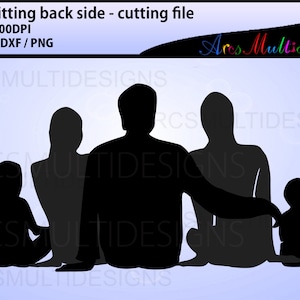 Family Silhouette SVG: Sitting Back View, Cut File (digital Download ...