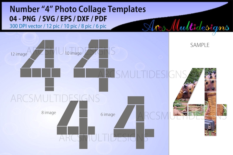 Number Photo Collage Bundle / Number Photo Collage SVG Bundle | Etsy