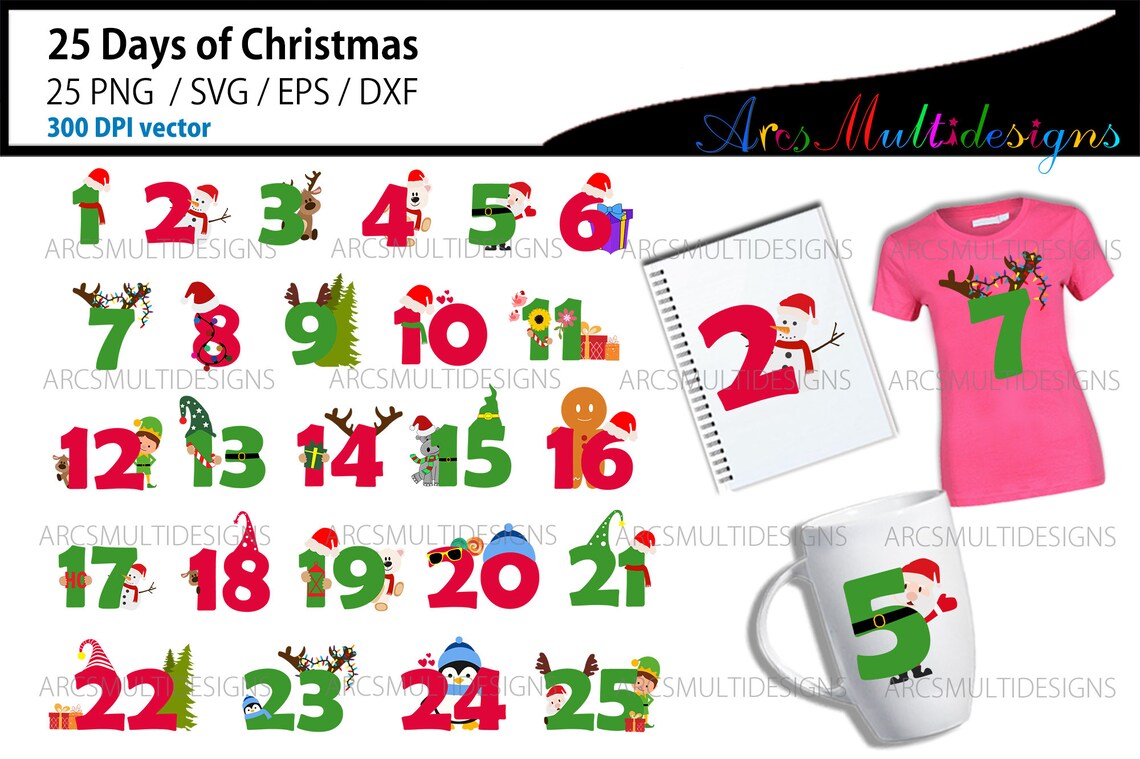 25 Days of Christmas Svg Bundle / 25 Days of Christmas Numbers - Etsy