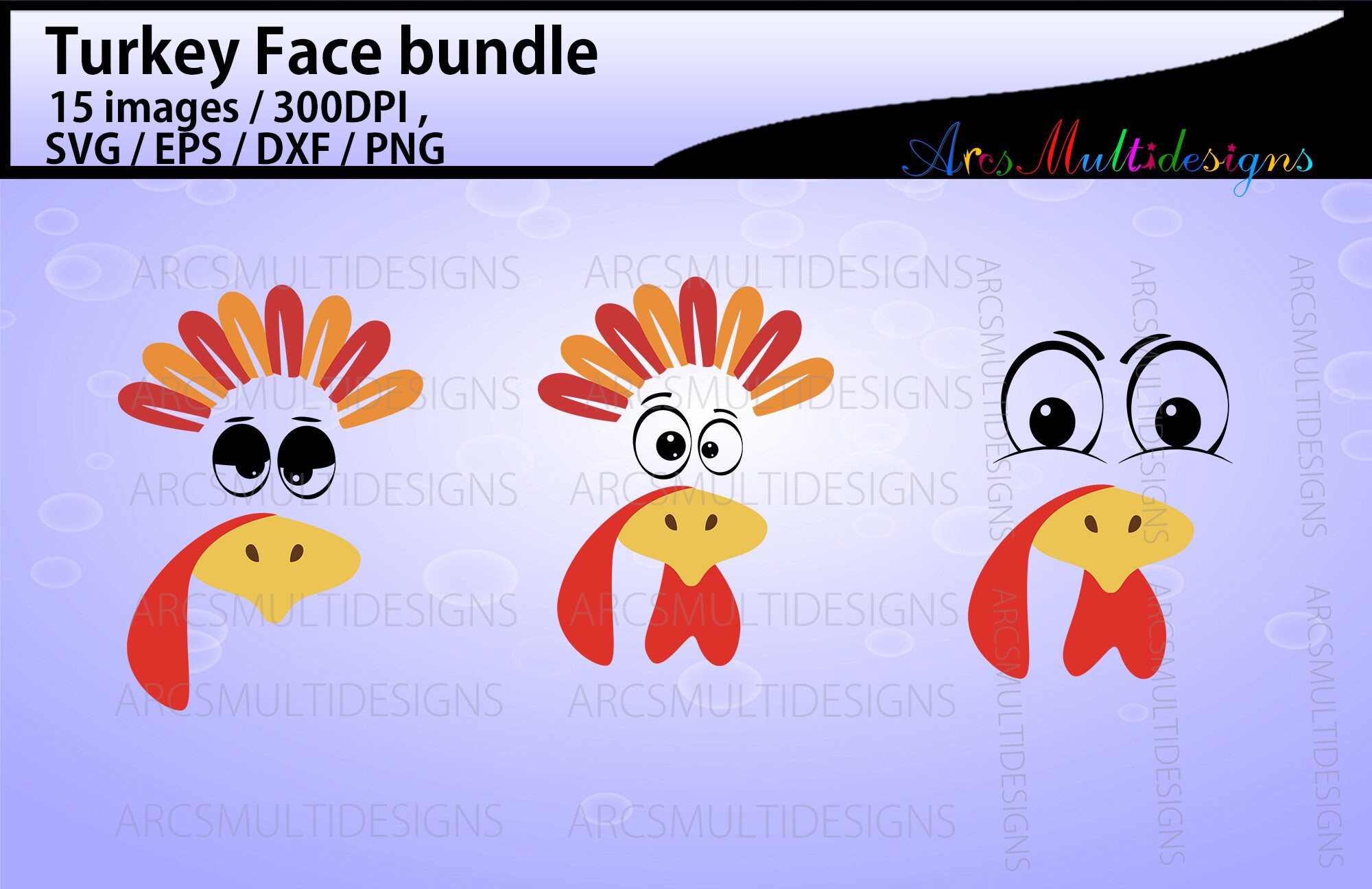 Turkey Face SVG Bundle: Thanksgiving Turkey Bird (digital Files) - Etsy
