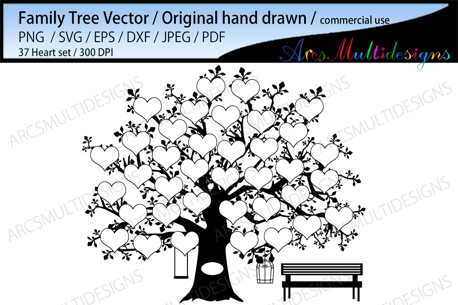 Family Tree 37 Heart Template EPS Dxf Png Pdf Jpg SVG - Etsy
