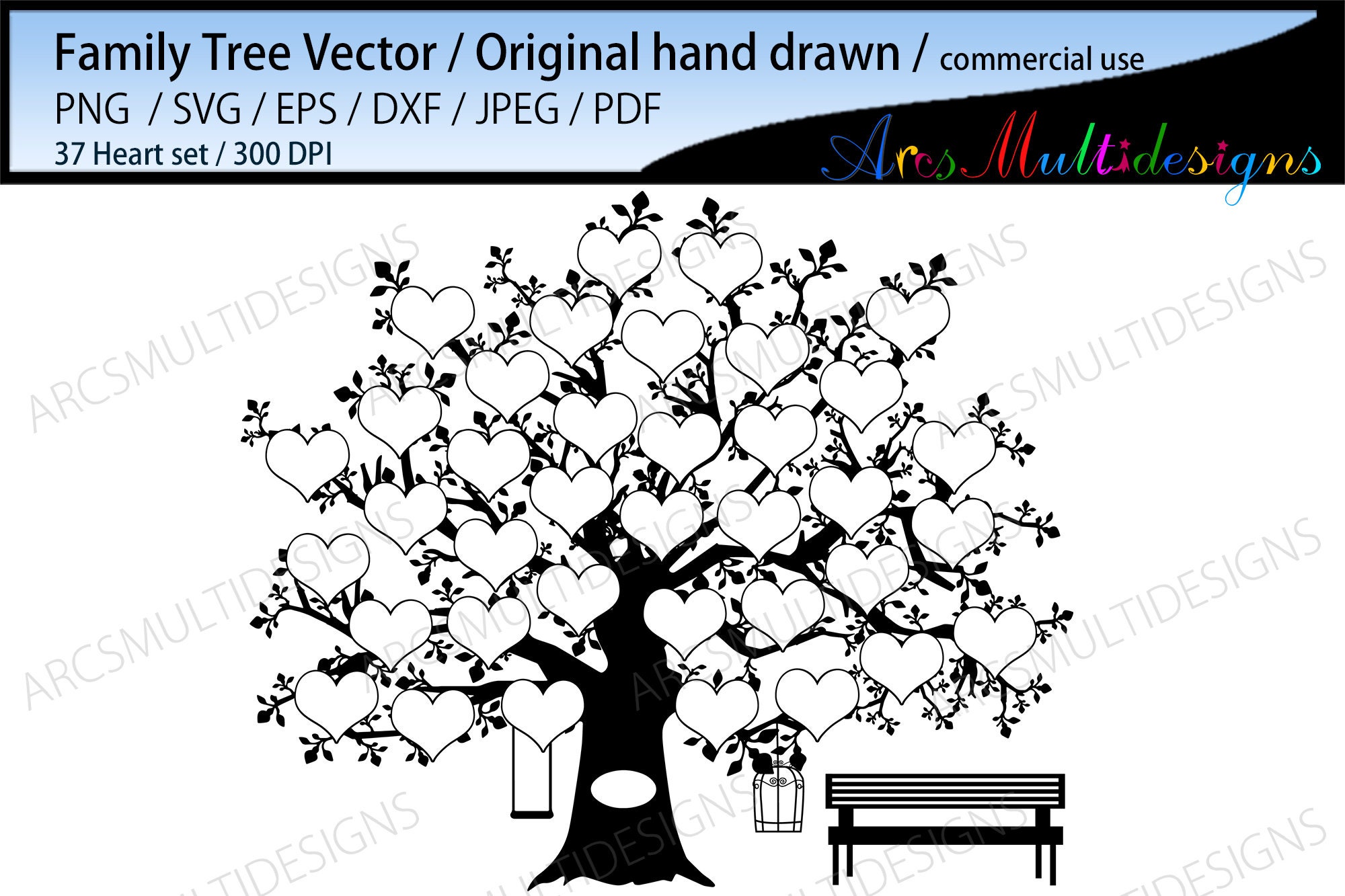 Family Tree 37 Heart Template EPS Dxf Png Pdf Jpg SVG - Etsy
