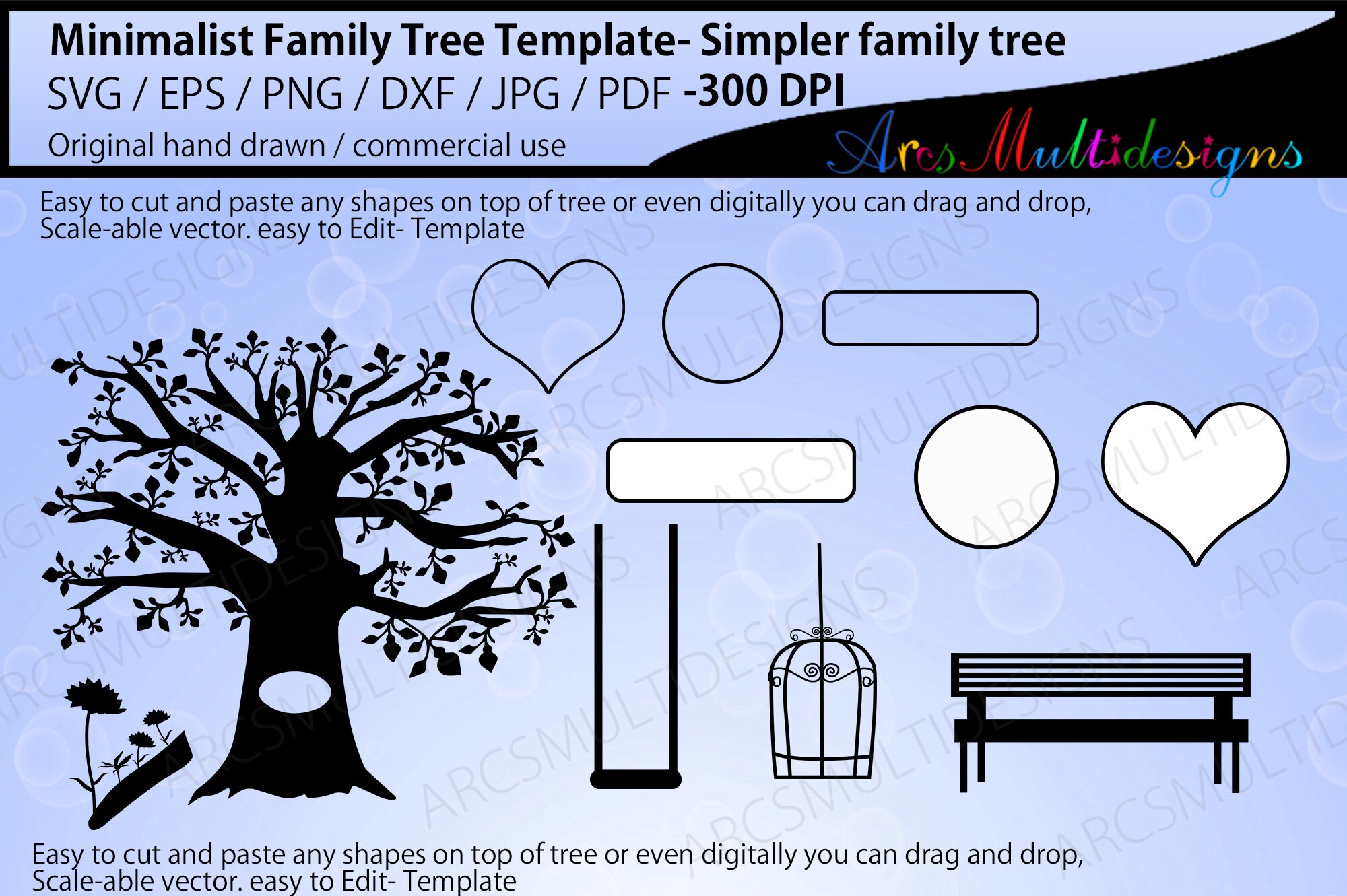 Minimalist Family Tree Template / SVG EPS Dxf Png Pdf Jpg - Etsy