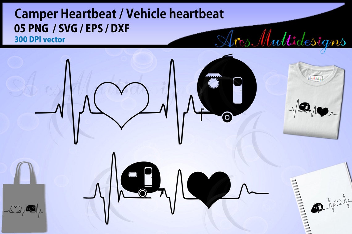 Camper Heartbeat SVG / Camper Heart Beat Vector / Camping Heartbeat ...