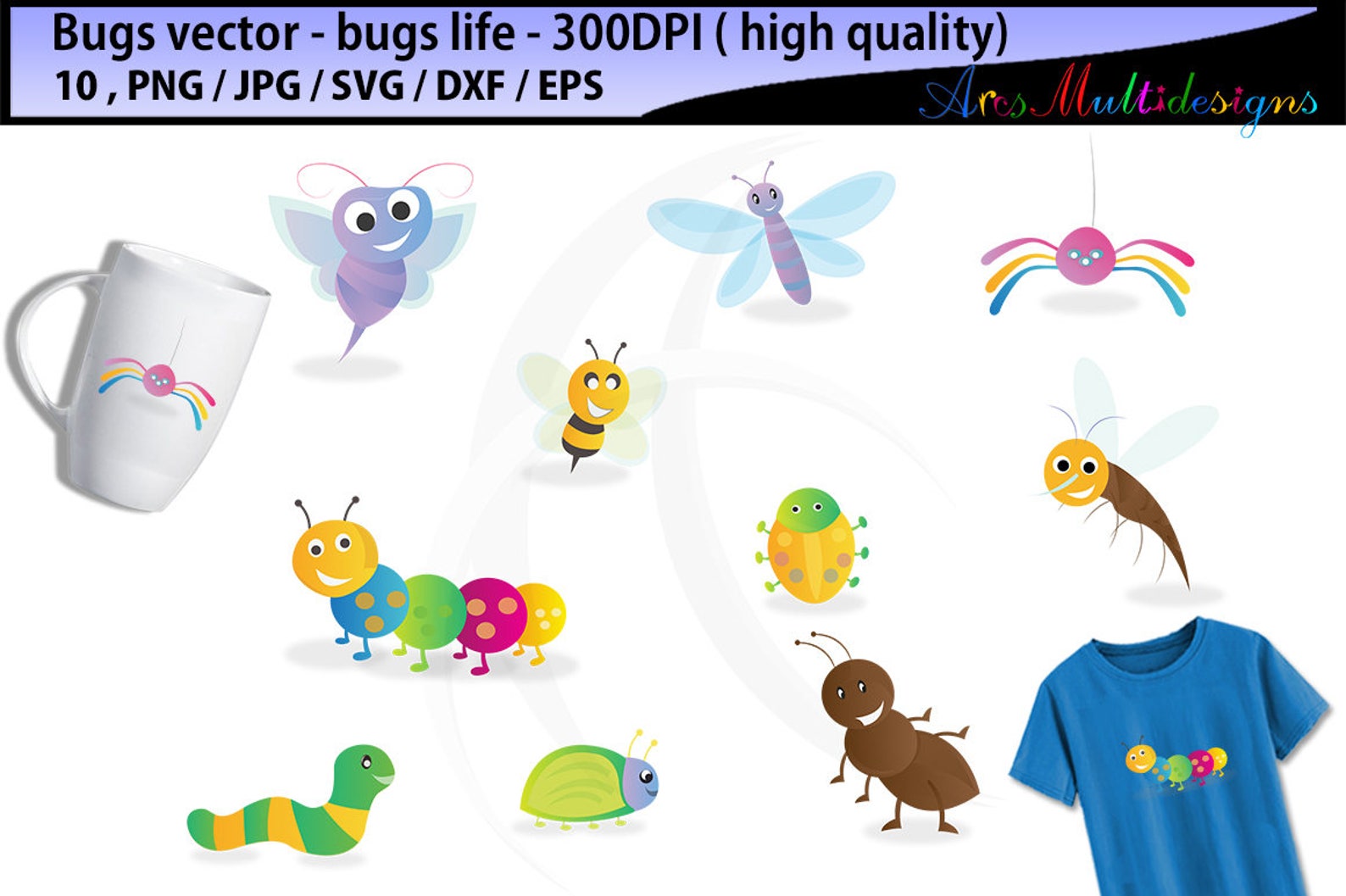 Bugs SVG Clipart / Bugs / Insects / Insect Clipart / Cartoon - Etsy