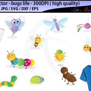Bugs SVG Clipart / Bugs / Insects / Insect Clipart / Cartoon - Etsy