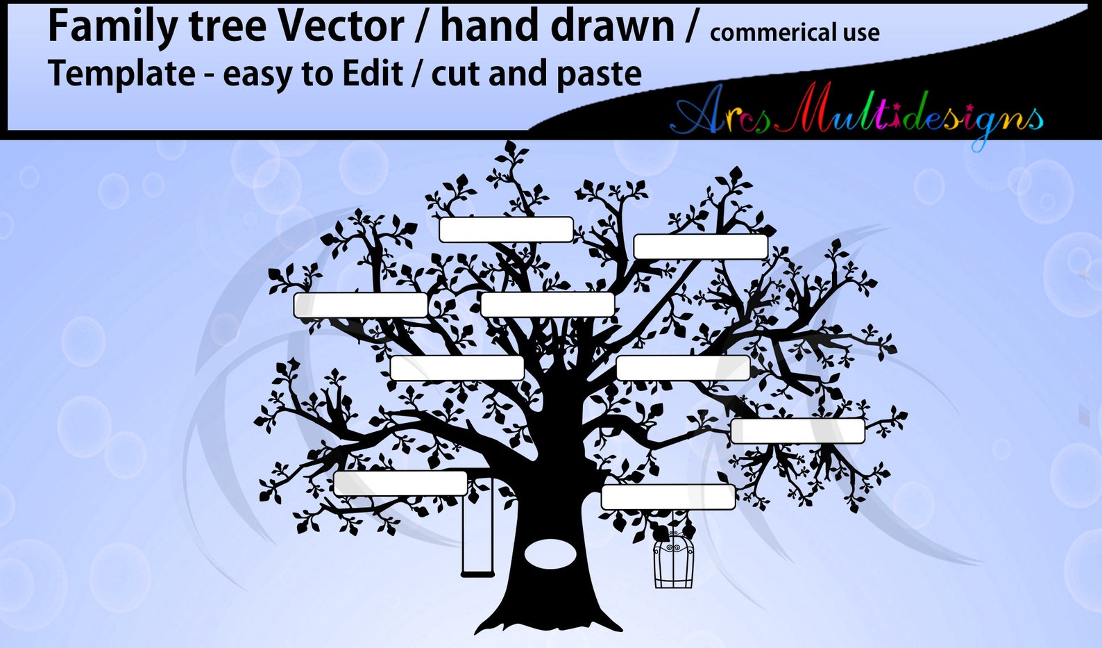 Family Tree Template SVG, EPS, Dxf, Png, Pdf, Jpg / Family Tree ...