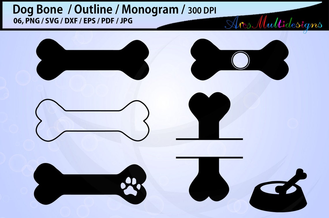 Dog Bone SVG Bundle / Dog Bone Monogram / Dog Bone Silhouette - Etsy