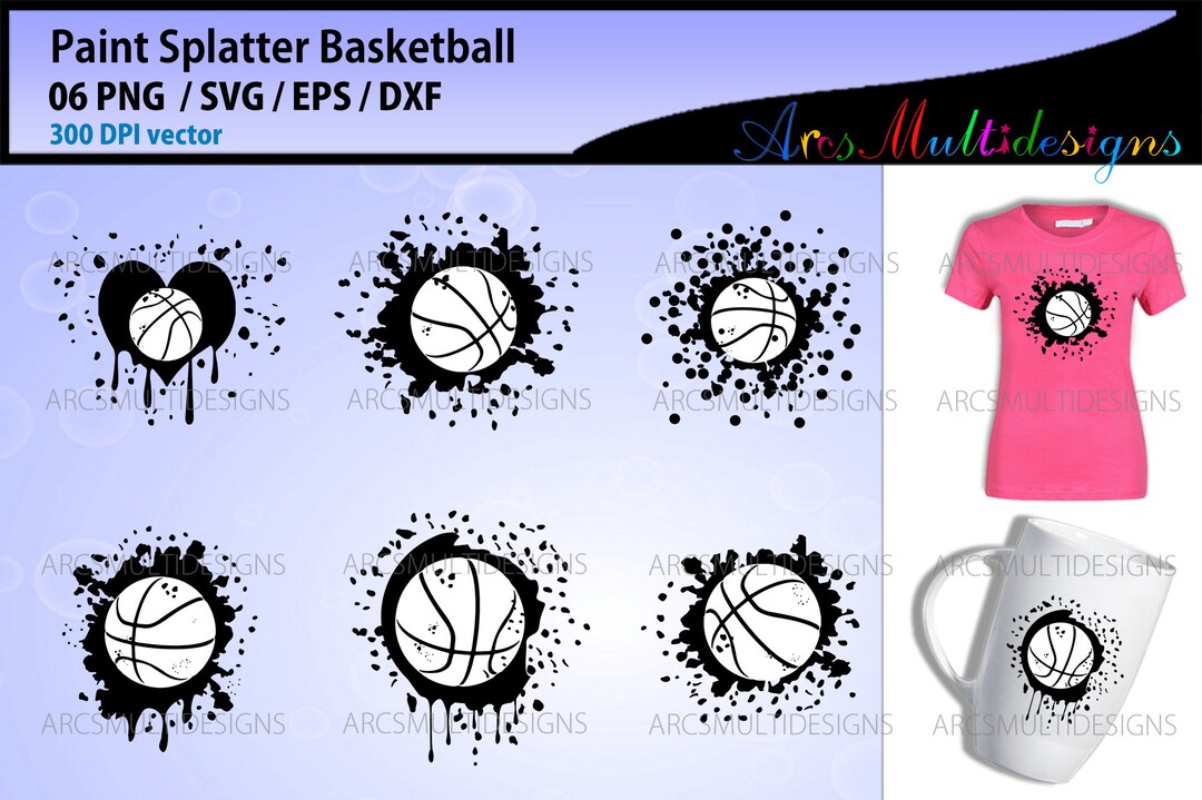 Paint Splatter Basketball SVG Bundle (digital Files) - Etsy