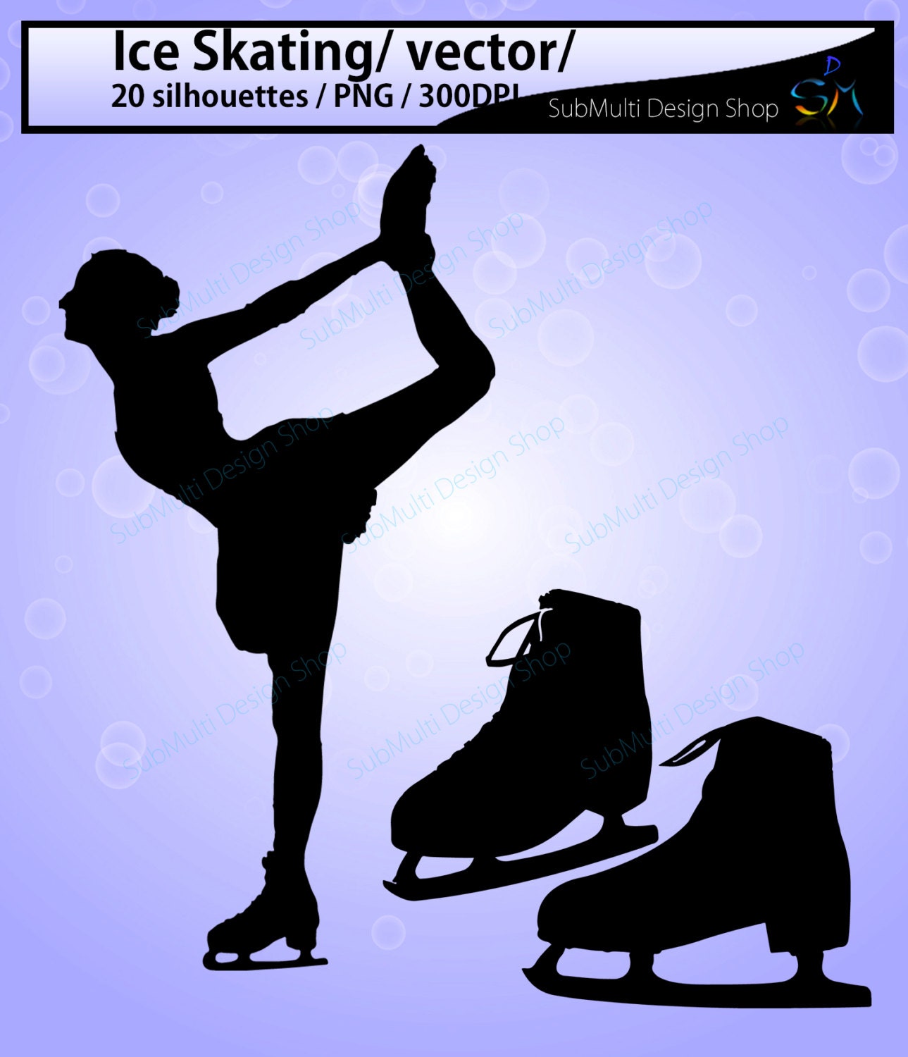 Ice Skating Silhouette Vector Art: 20 PNG, SVG, EPS (digital Download ...