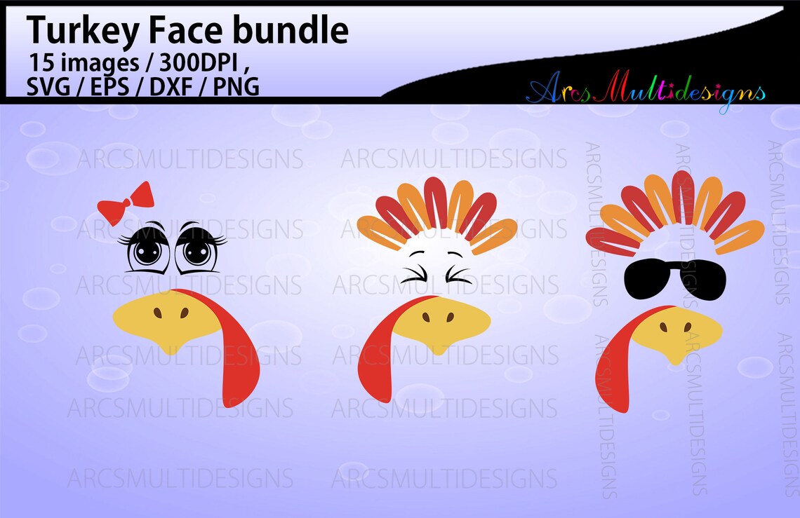 Turkey Face Svg Bundle / Thanksgiving Turkey Bundle / Turkey | Etsy