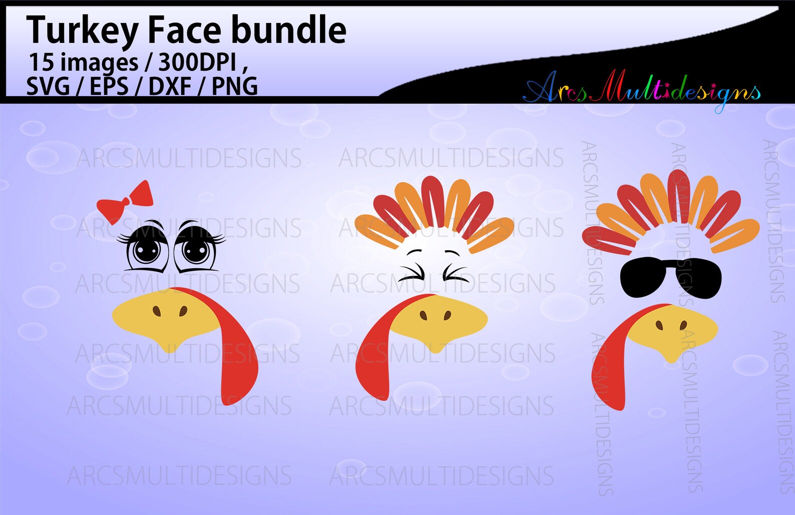 Turkey Face SVG Bundle: Thanksgiving Turkey Bird (digital Files) - Etsy