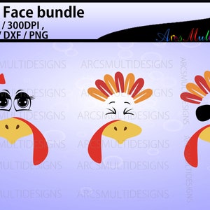 Turkey Face SVG Bundle: Thanksgiving Turkey Bird (digital Files) - Etsy