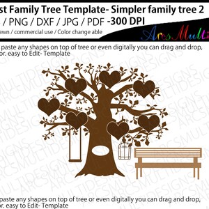 Simple Family Tree Template / SVG, EPS, Dxf, Png, Pdf, Jpg / Coloful ...