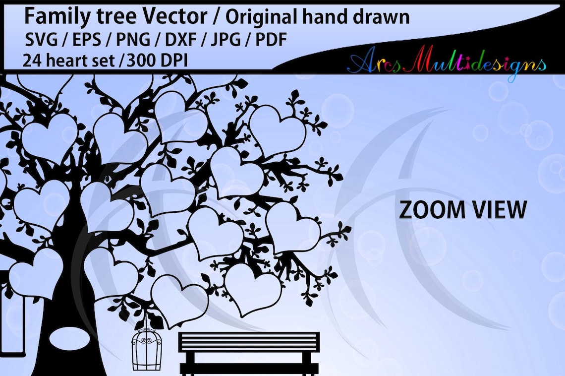 Heart Family Tree Clipart: Hand Drawn SVG Vector (digital Download) - Etsy