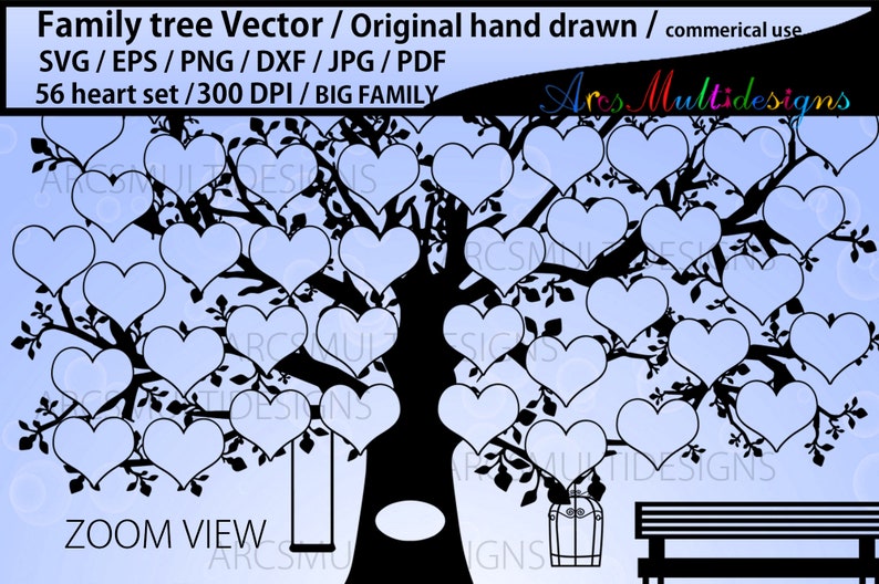 Family Tree Svg 56 Hearts Family Tree SVG EPS Dxf Png - Etsy