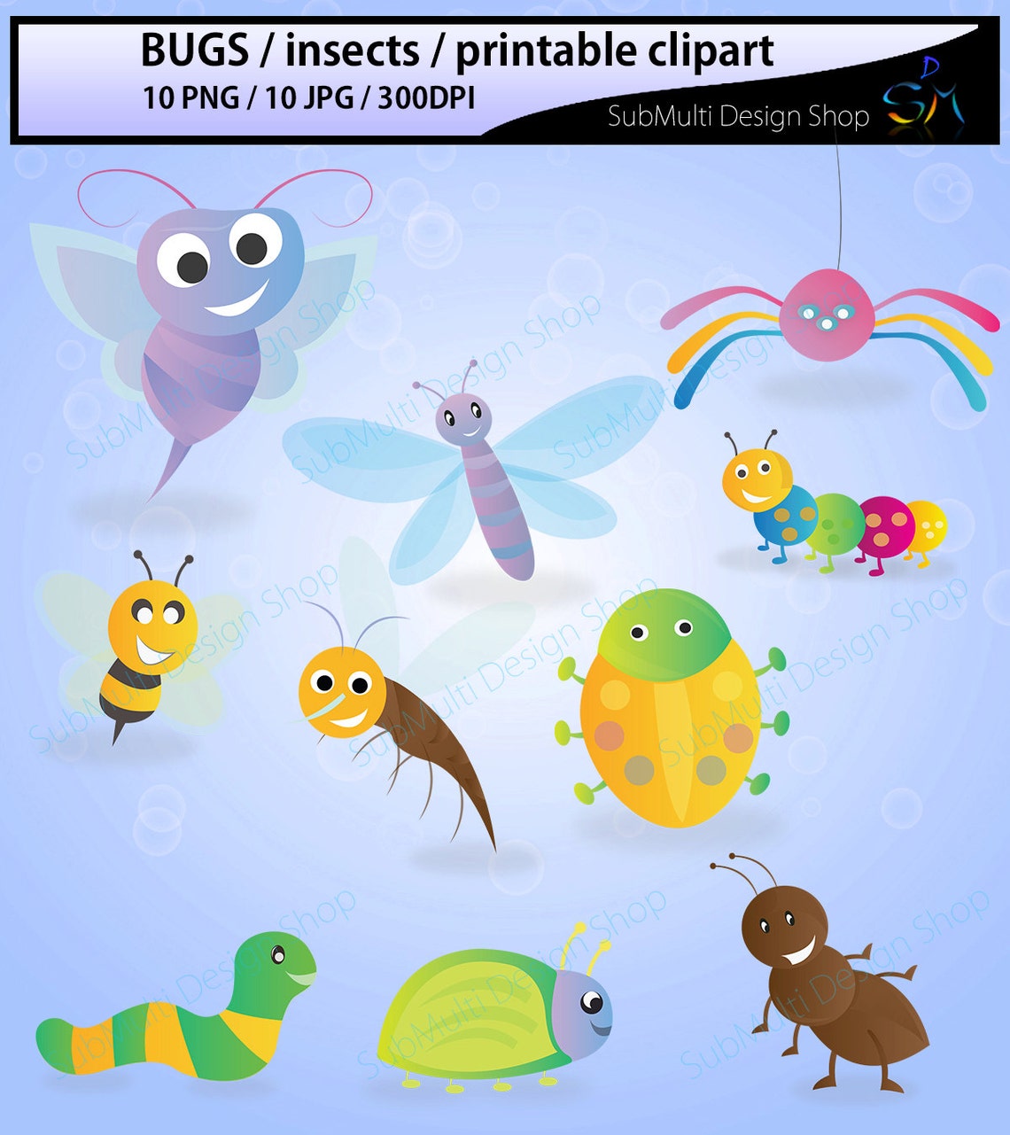 Bugs SVG Clipart / Bugs / Insects / Insect Clipart / Cartoon - Etsy