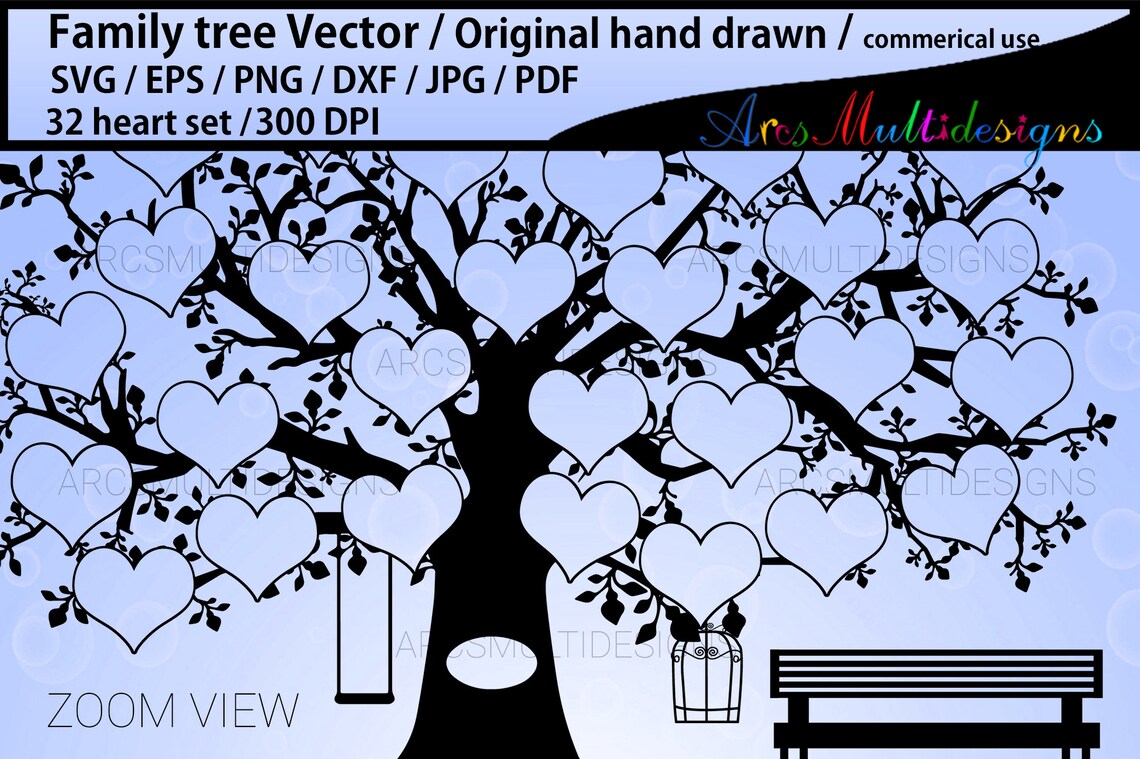 32 Heart Family Tree Clipart EPS Dxf Png Pdf Jpg SVG - Etsy