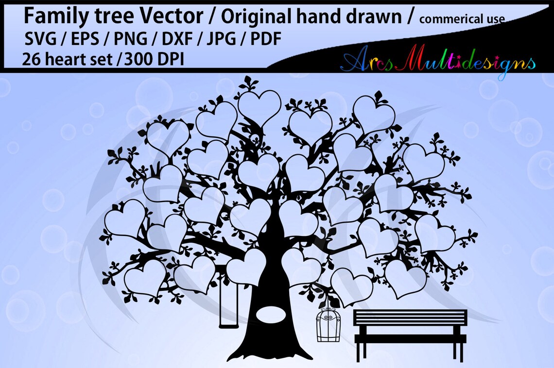 26 Hearts Family Tree Clipart SVG EPS Dxf Png Pdf Jpg - Etsy