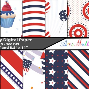 4th of July Digital Papers 4th of July Pattern Digital - Etsy