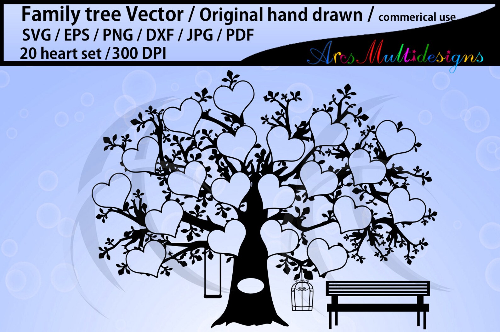 20 Hearts Family Tree Clipart SVG EPS Dxf Png Pdf Jpg - Etsy