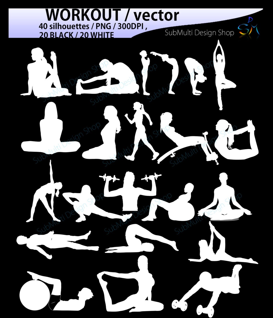 Workout SVG / Workout Silhouette / Workout Clipart / Vector - Etsy
