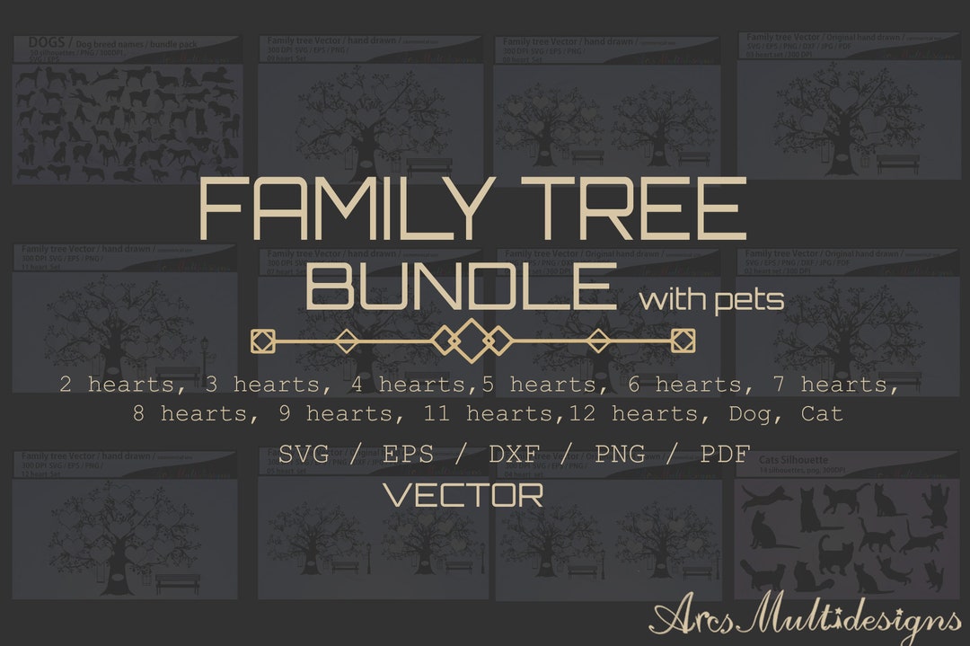 Family Tree Bundle V1 / Family Tree Bundle With Pets / SVG Family Tree ...