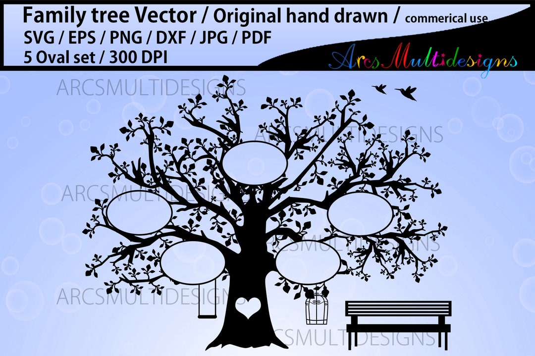Family Tree SVG Template: 5 Names (digital Download) - Etsy