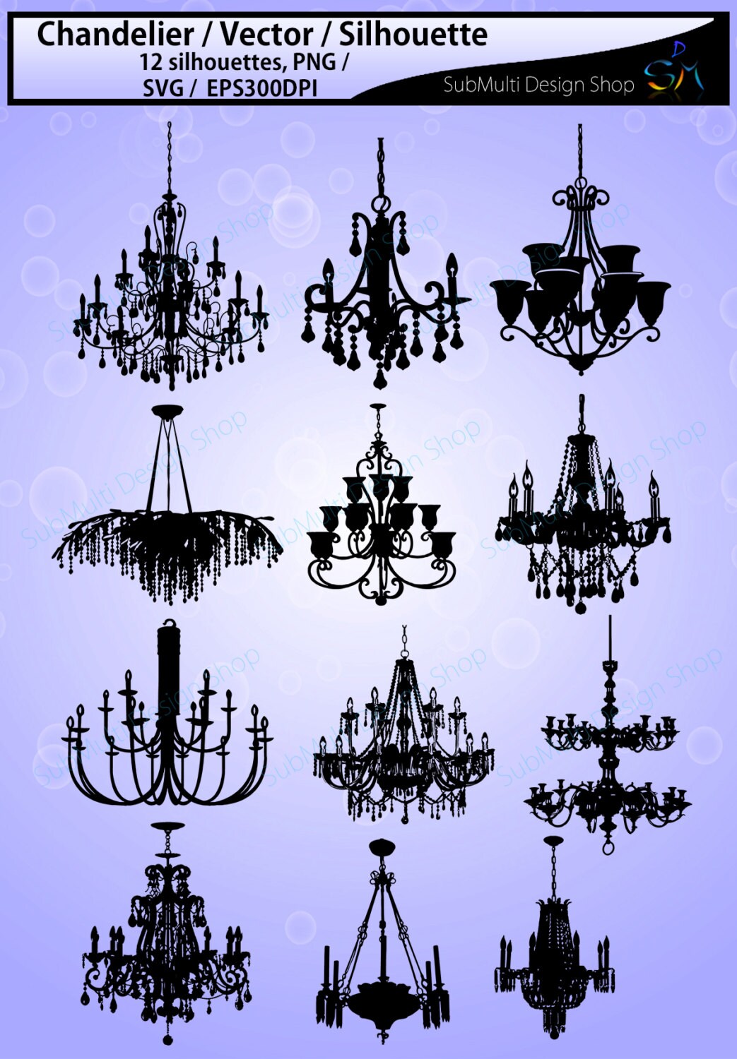 Chandelier Silhouette / chandelier SVG files / High Quality / | Etsy