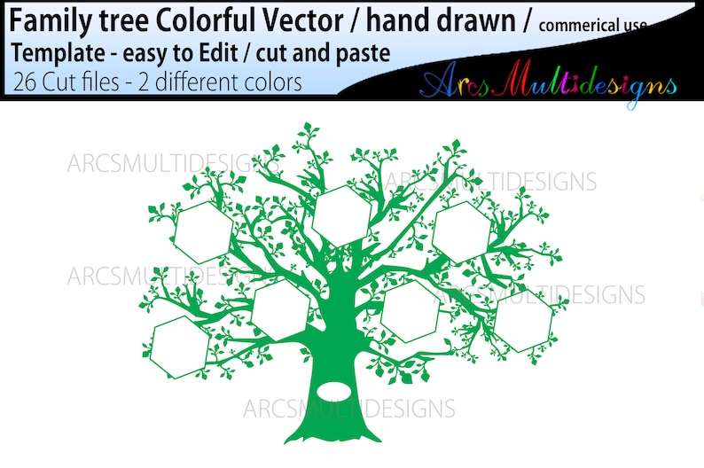 Heart Family Tree Template / Family Tree Svg Template / Family - Etsy